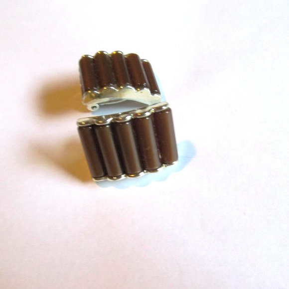 CHAREL | Jewelry | Charel Clip Earrings Signed Vintage Gold And Brown ...
